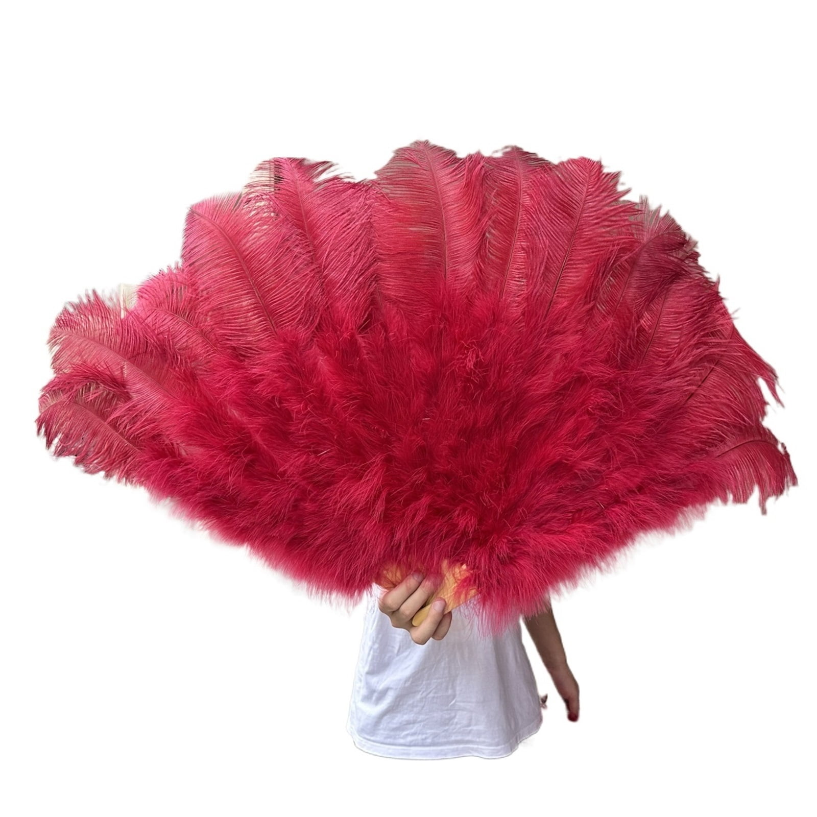 13Bones Ostrich Feather Fan Stages Performance Carnival Show Accessory ...