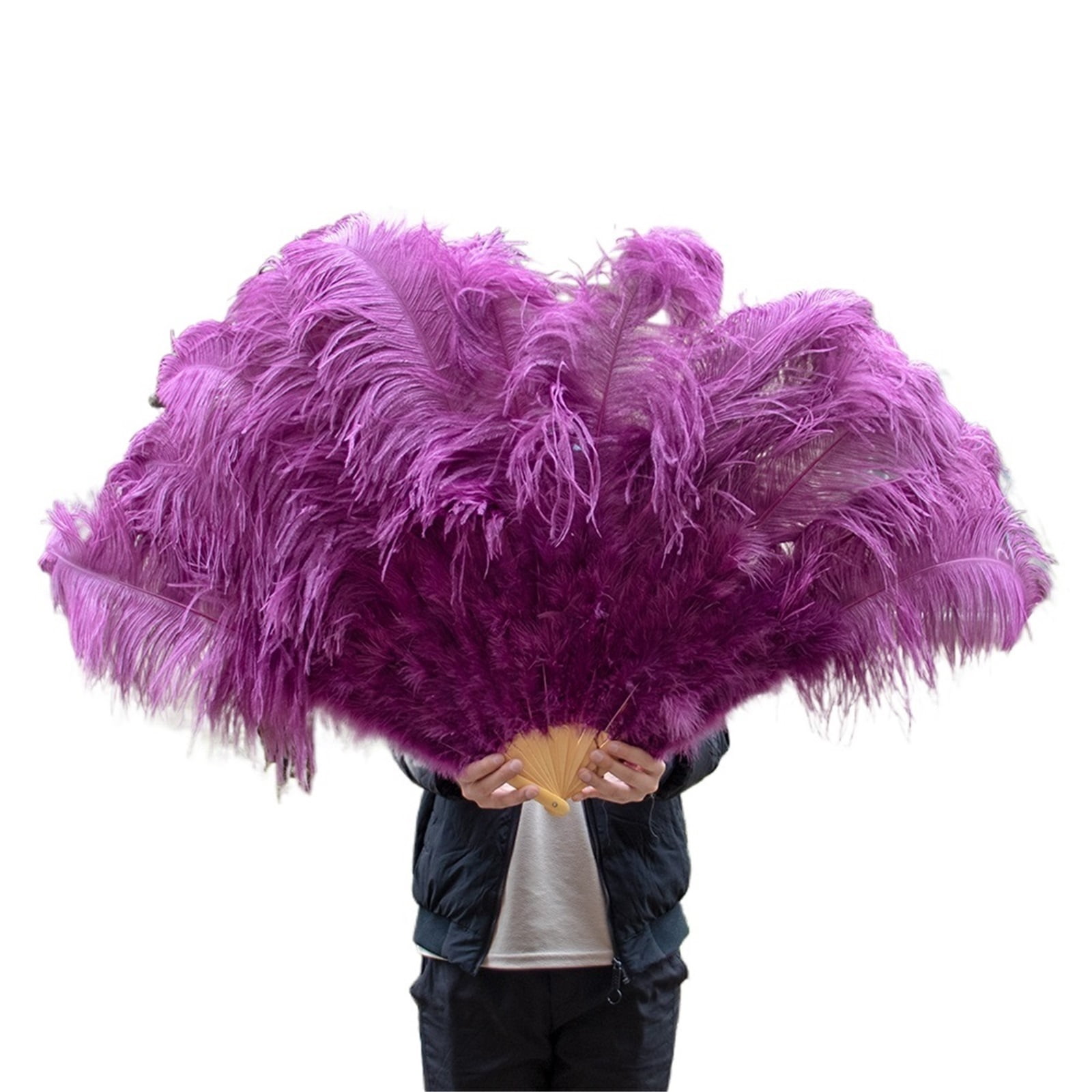 13Bones Ostrich Feather Fan Stages Performance Carnival Show Accessory ...