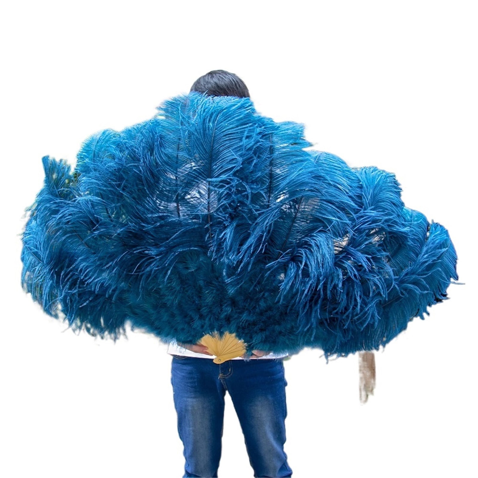 13Bones Ostrich Feather Fan Stages Performance Carnival Show Accessory ...