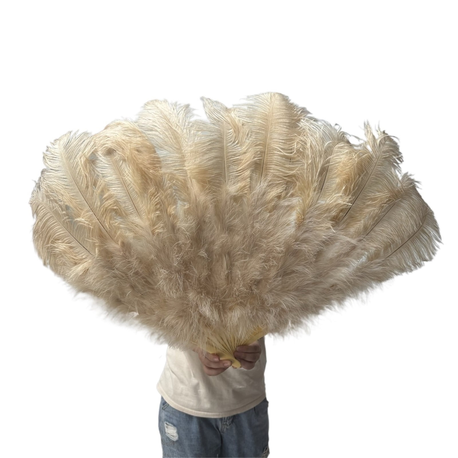 13Bones Ostrich Feather Fan Stages Performance Carnival Show Accessory ...