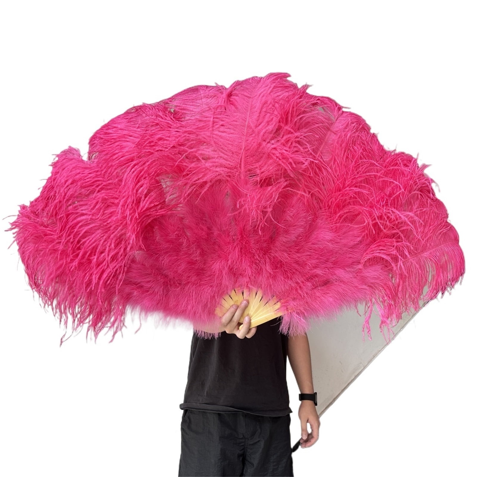 13Bones Ostrich Feather Fan Stages Performance Carnival Show Accessory ...