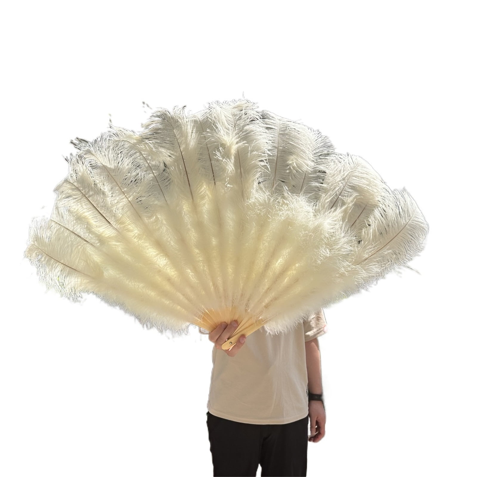 13Bones Ostrich Feather Fan Stages Performance Carnival Show Accessory ...