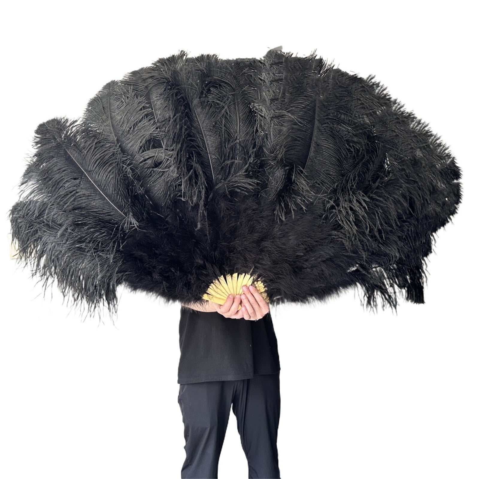 13Bones Ostrich Feather Fan Stages Performance Carnival Show Accessory ...