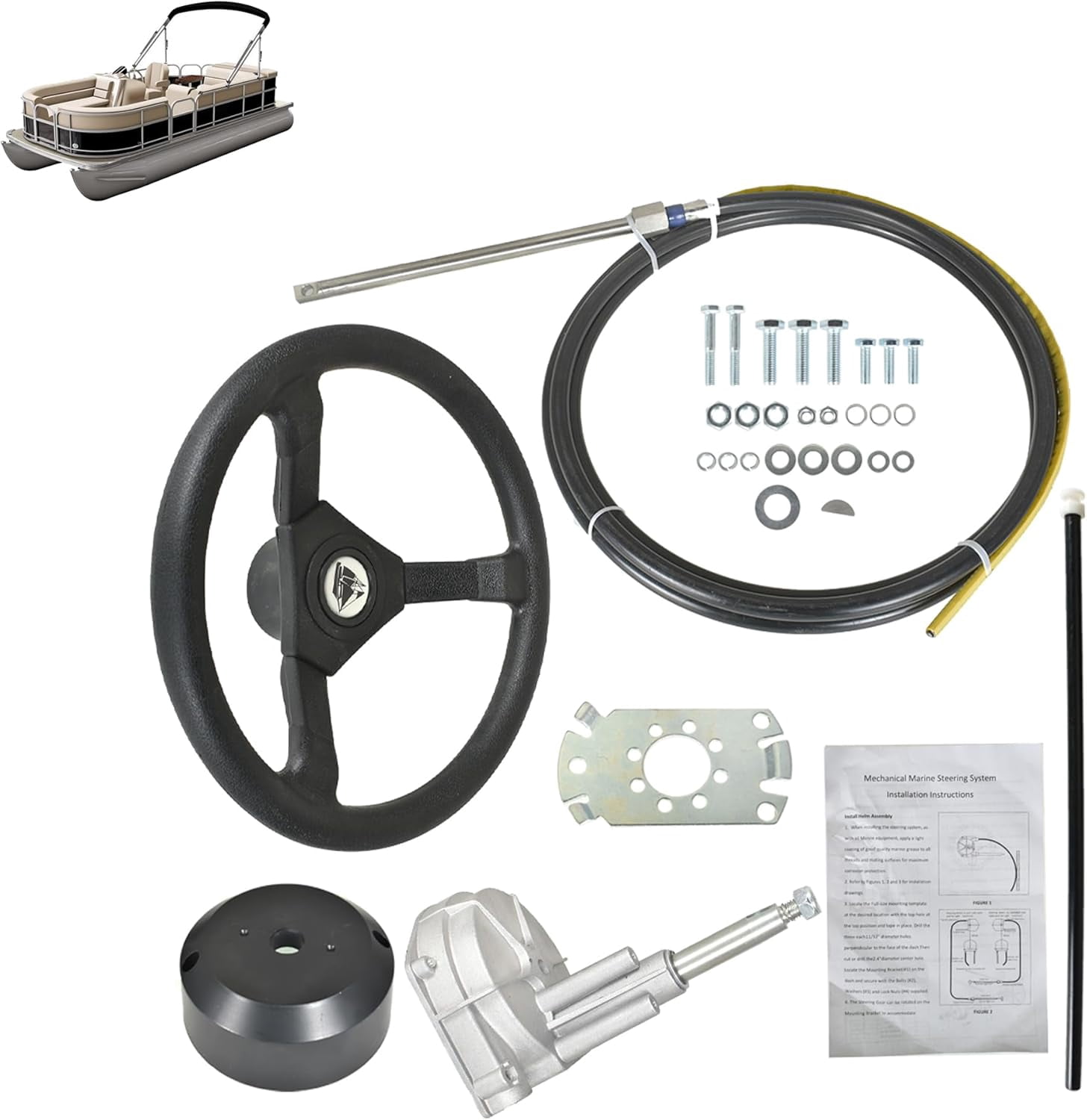 13FT Boat Rotary Steering System Outboard Kit Iron Replacement for ...