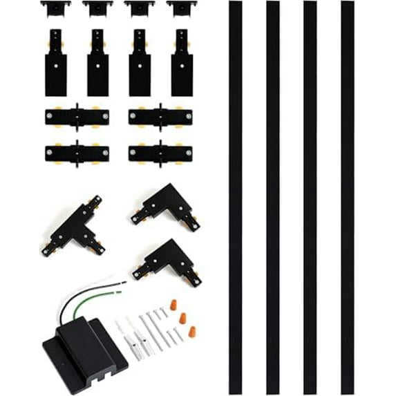 13FT H Track Lighting Rails Kit with Floating Canopy Connector, Black H ...
