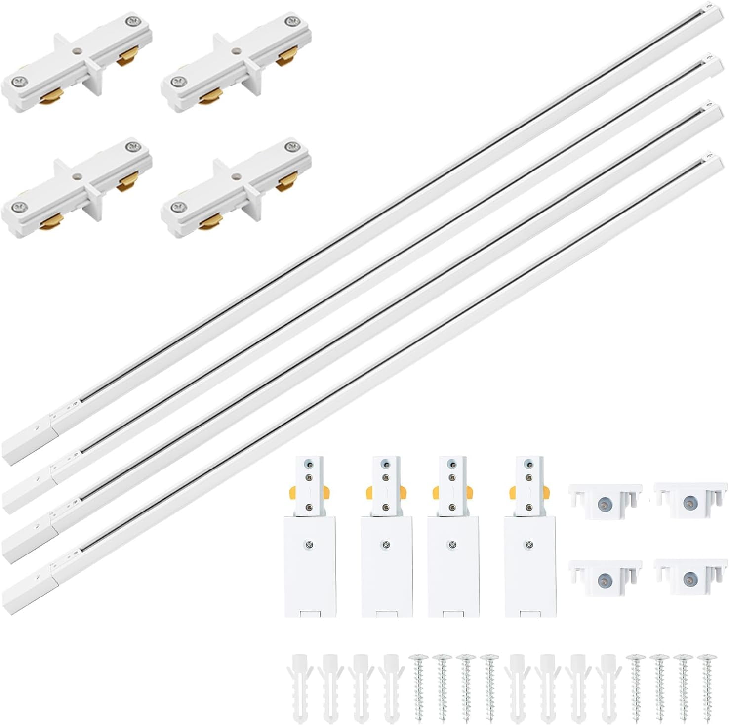 13FT H Type Track Lighting Rails Kit with End Caps and Live End Feed ...