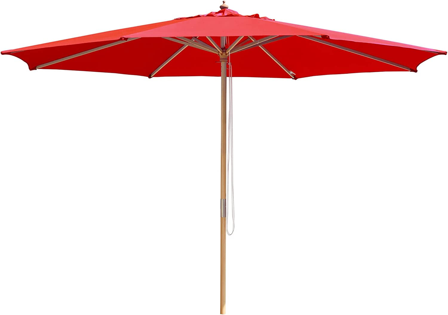 13FT Large Outdoor Patio Umbrella UV30+ German Beech Wood 8 Rib Pole ...