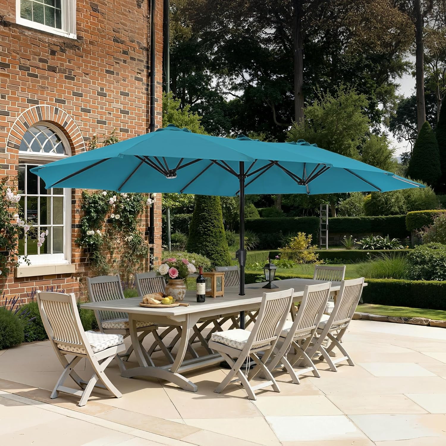 13FT Outdoor Umbrella for Patio, Double sided Pool Umbrellas with Fade ...