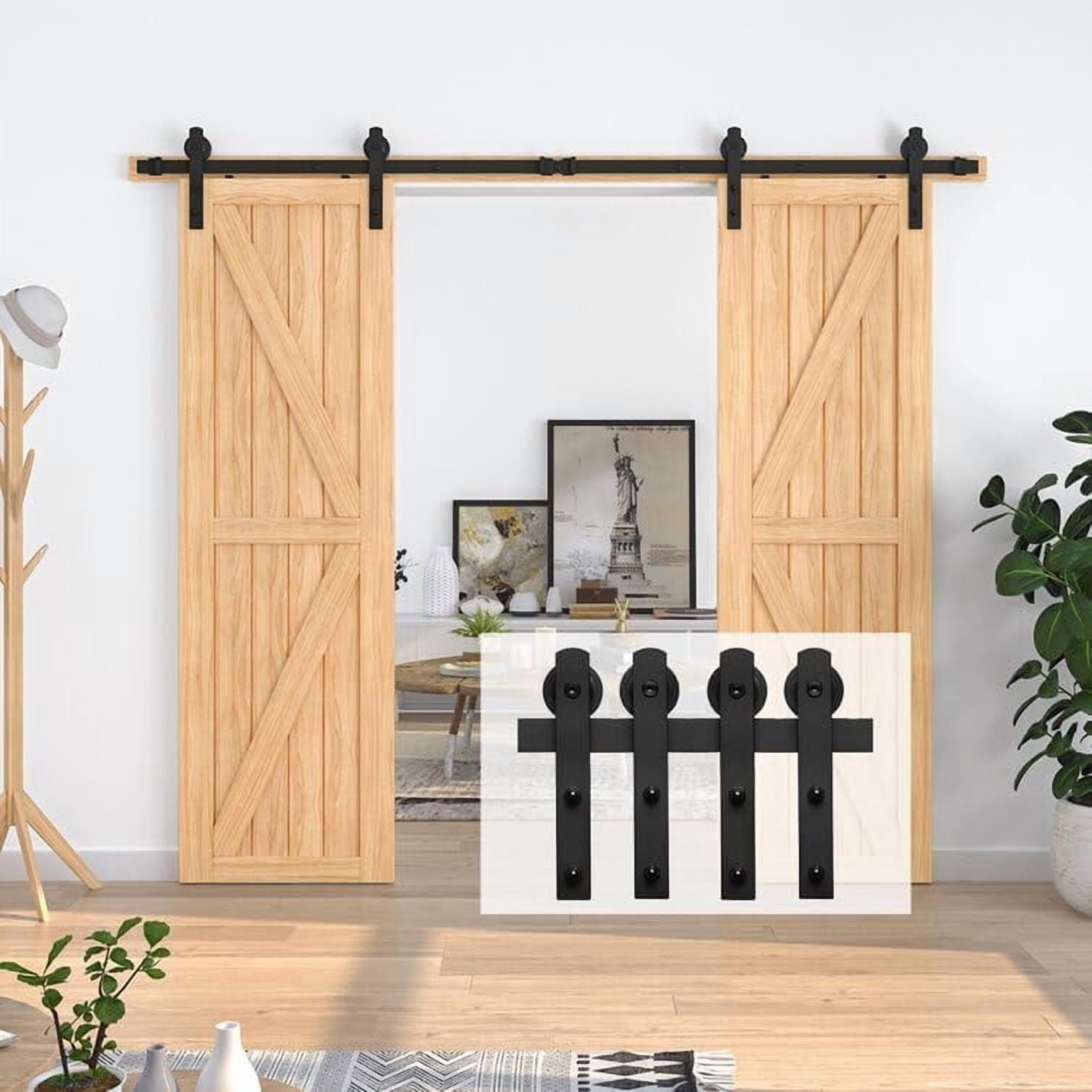 13FT Sliding Barn Door Hardware Kit, Barn Door Track Kit for Double ...