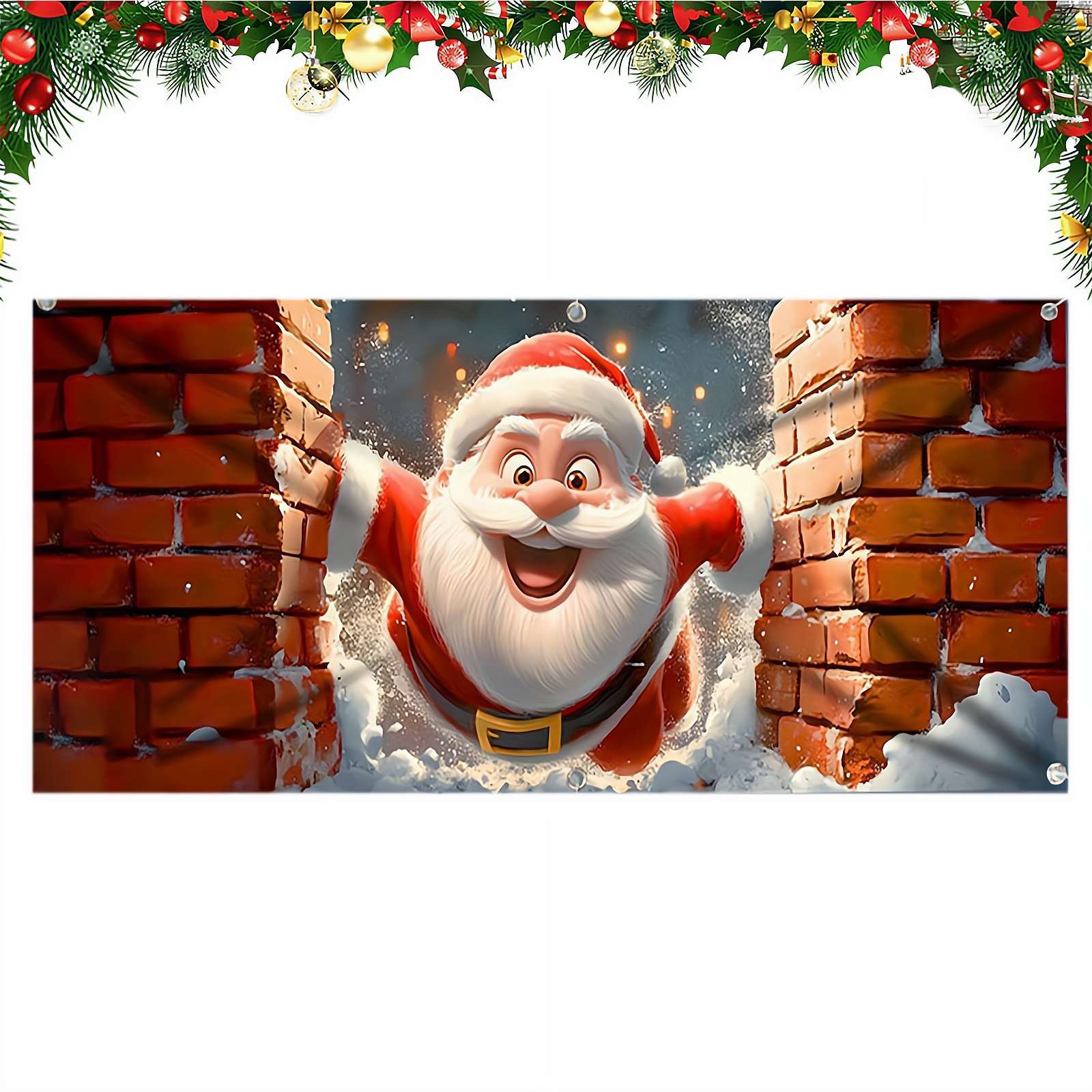 13FT x 6FT Large Christmas Banner, Santa Claus Wall Breaker Garage Door ...