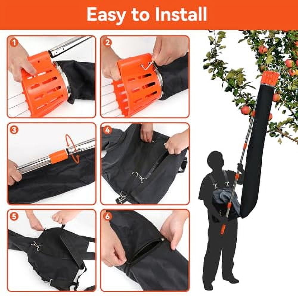 13Ft Professional Fruit Picker with Collection Funnel and Bag ...