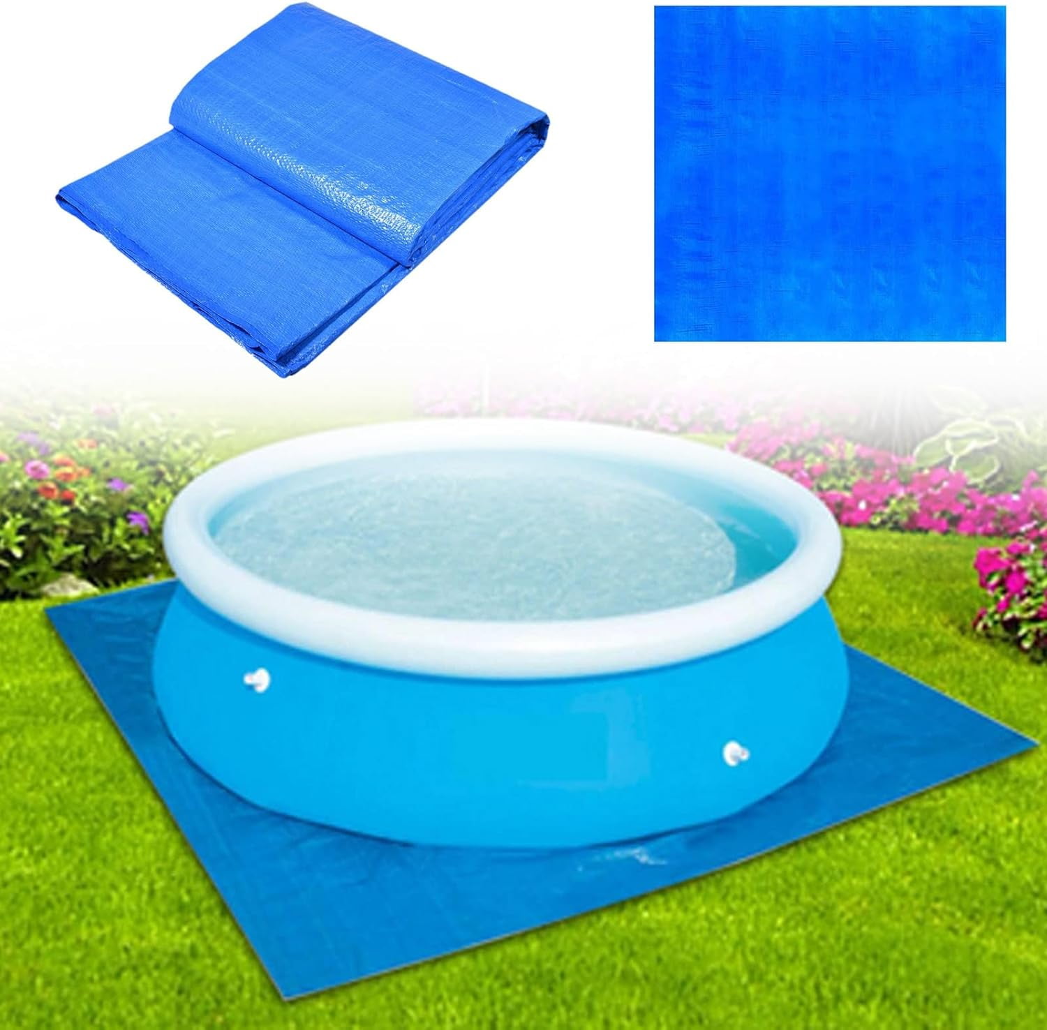 13Ft Swimming Pool Liner Pad 16 Foot Pool Ground Cloths Rectangular for ...