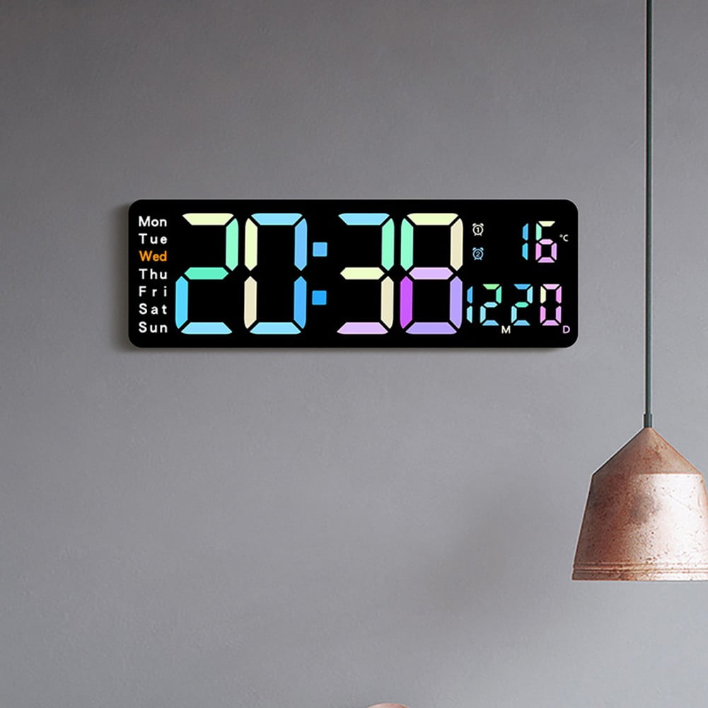 13IN Large Screen Color Digital Wall Clock Multifunctional with Remote ...