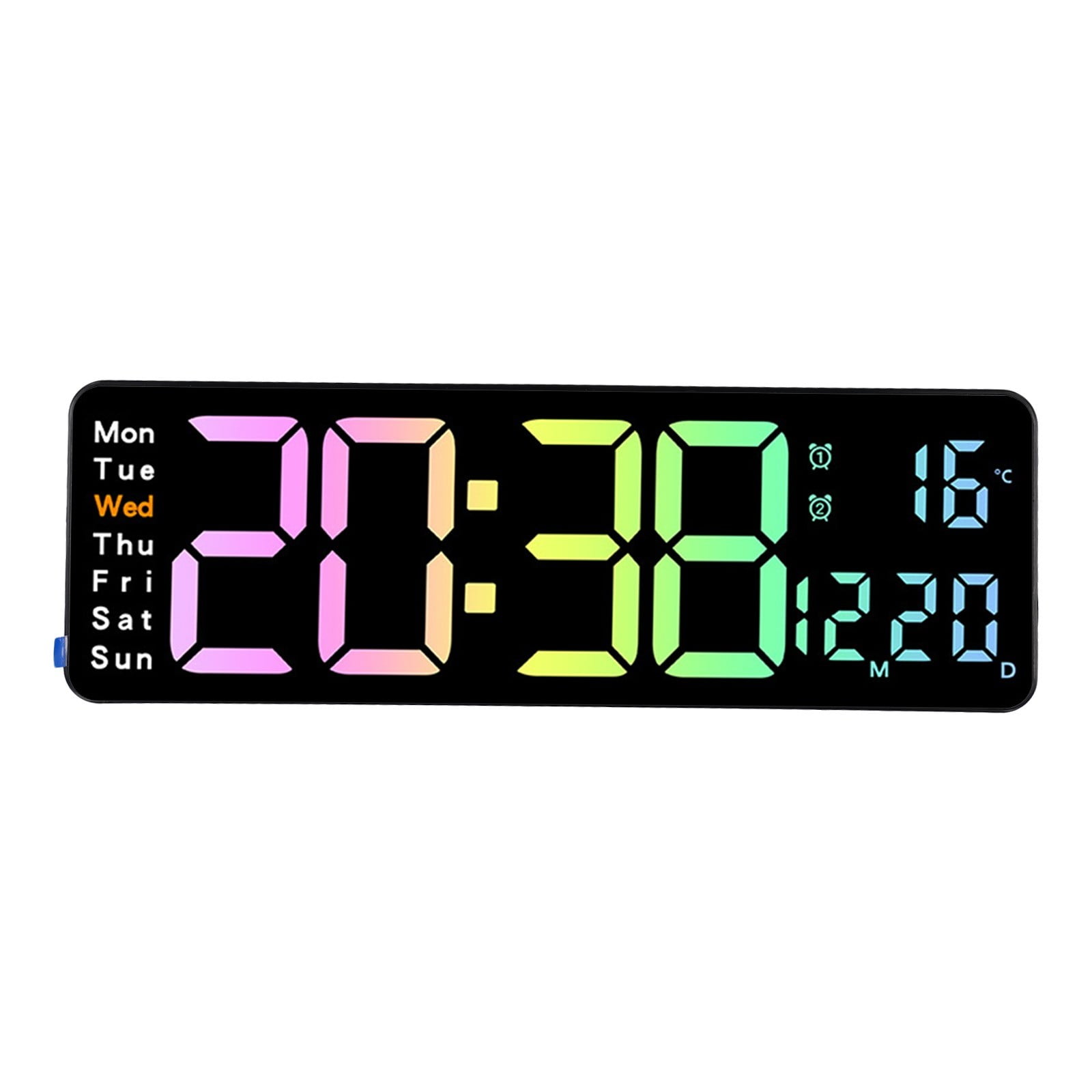 13IN Large Screen Color Digital Wall Clock Multifunctional with Remote ...