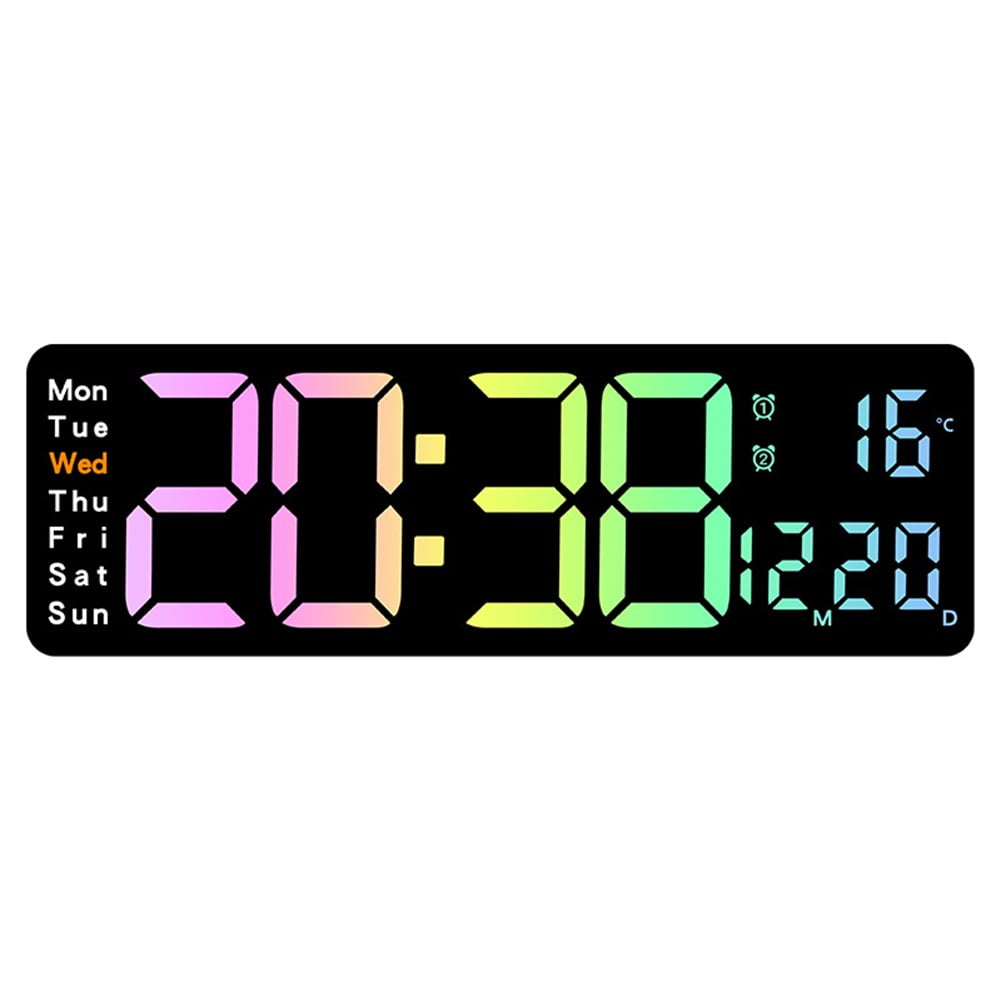 13In Large Screen Color Digital Wall Clock Multifunctional with Remote ...