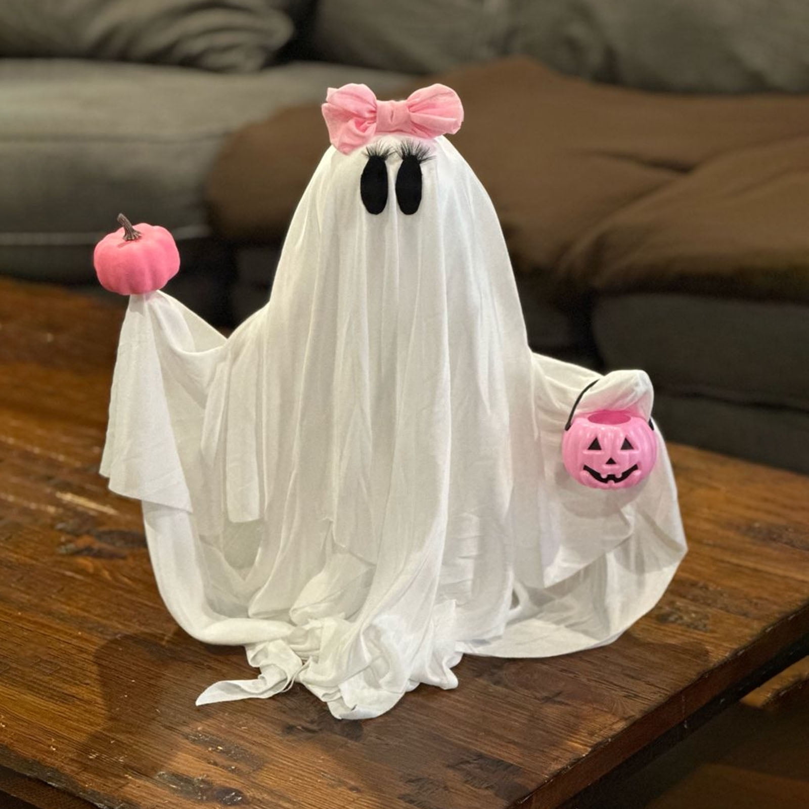 13In Halloween Cute Ghost Holds Pumpkin Desktop Decoration Battery ...