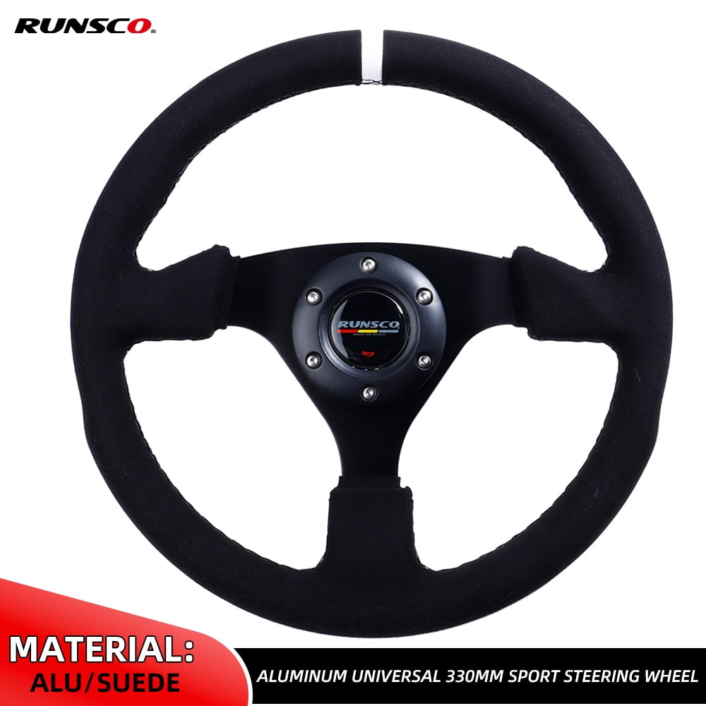 13Inch 330mm Steering Wheel Flat Suede Car Drift Sim Racing Steering ...