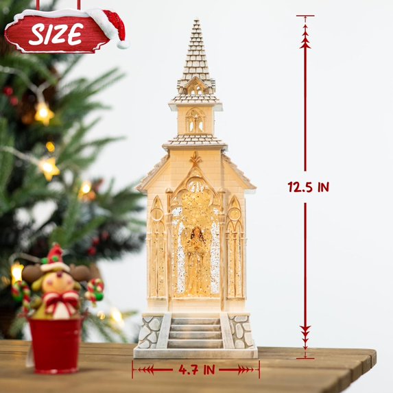13Inch Christmas Snow Globes Churches Village Angel Musical Christmas ...