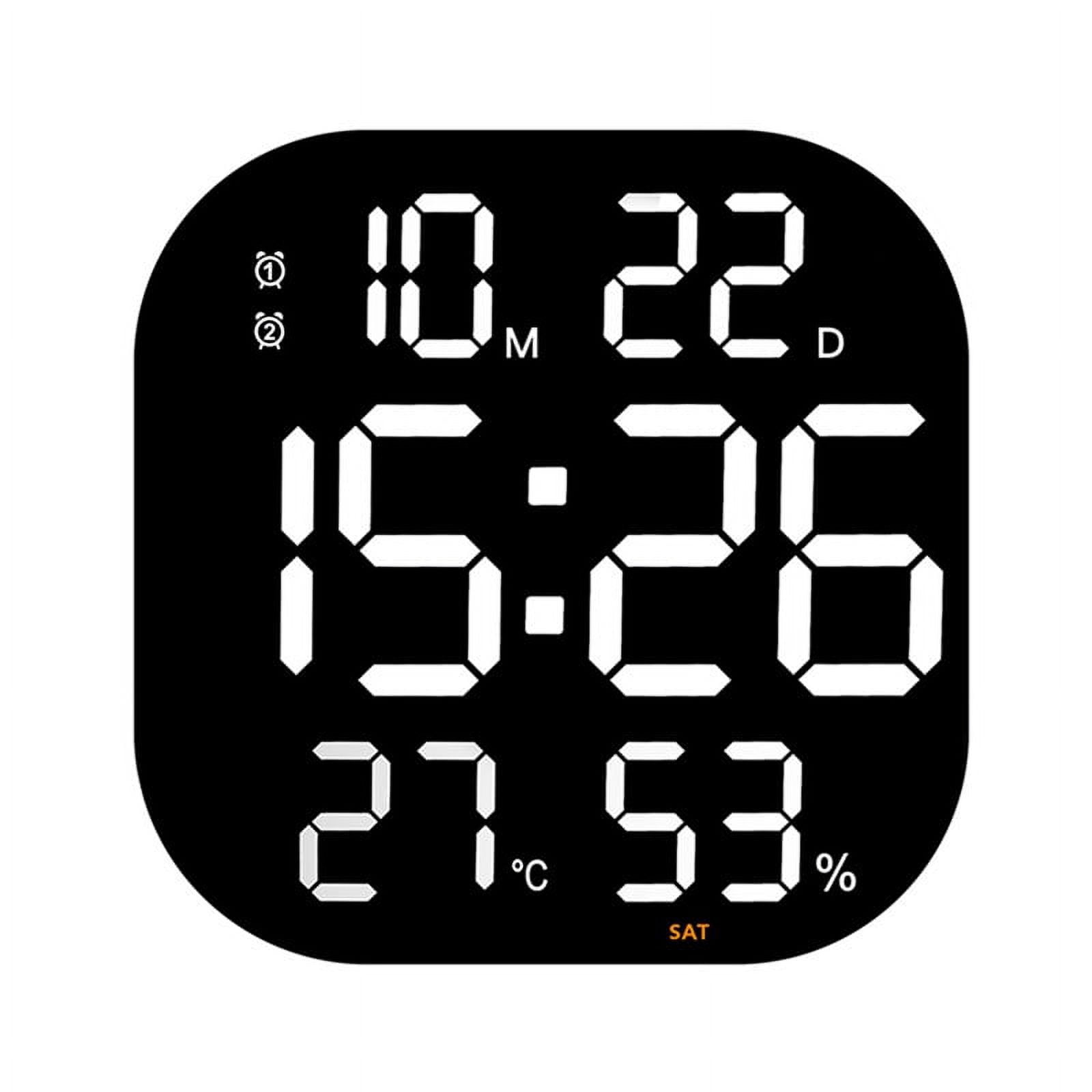 13Inch Wall Clock Brightness Adjustable Remote Control LED Digital ...