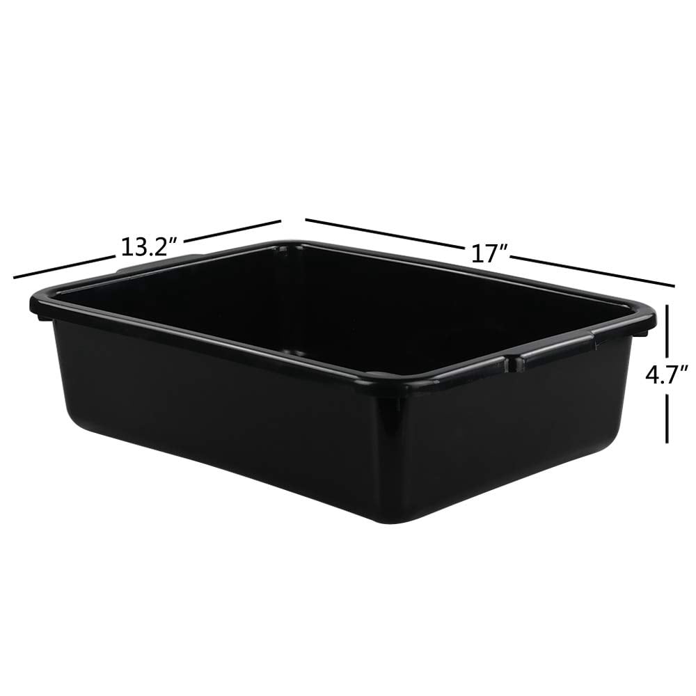 13L Black Plastic Utility Box, 4-Pack for Kitchen Storage and Cleanup ...