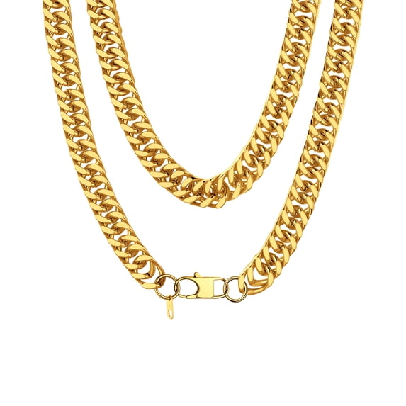 Bandmax 13MM Cuban Link Chain for Men Women 30 inches 14K Gold Plated ...
