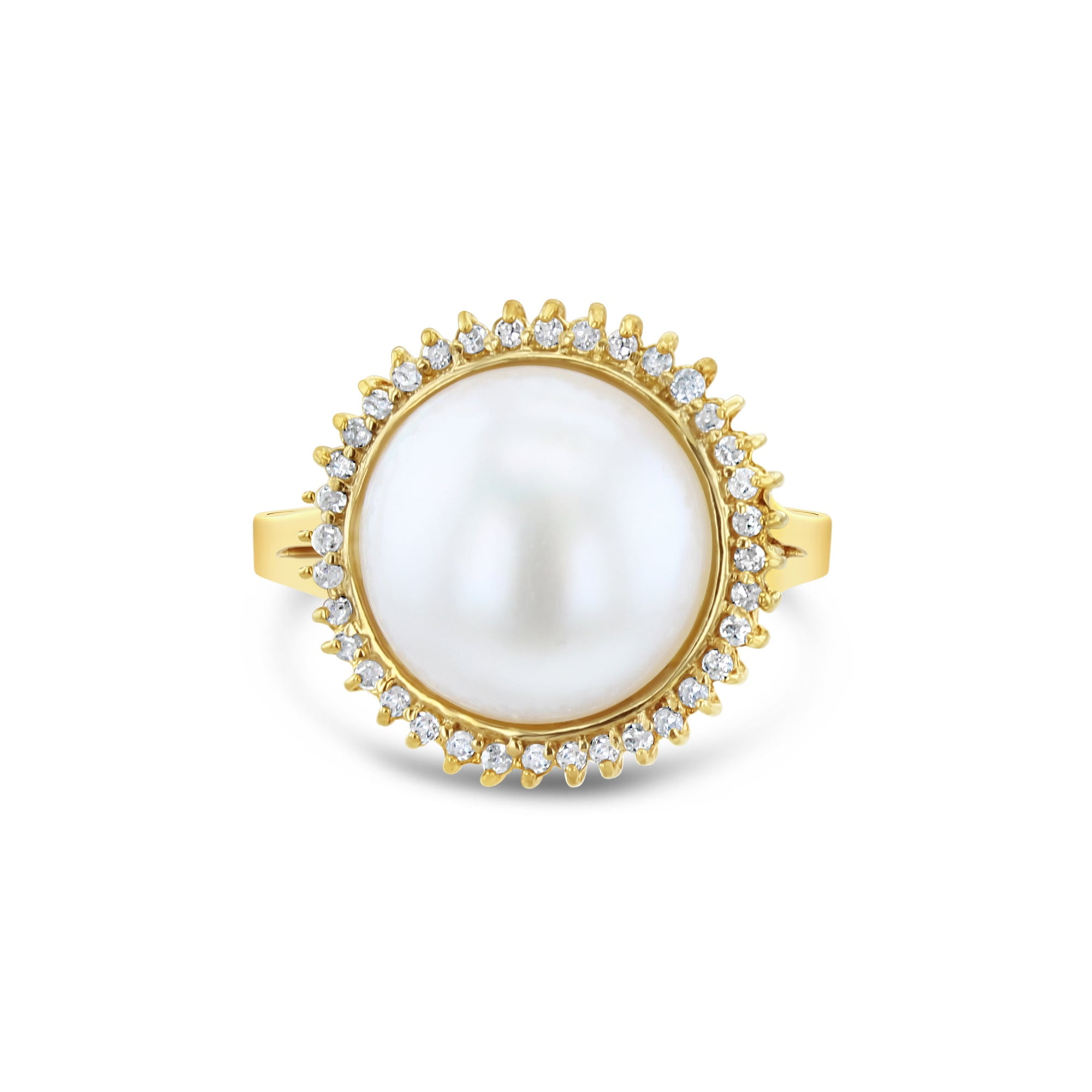 13MM Freshwater Pearl Diamond Halo Ring - Walmart.com