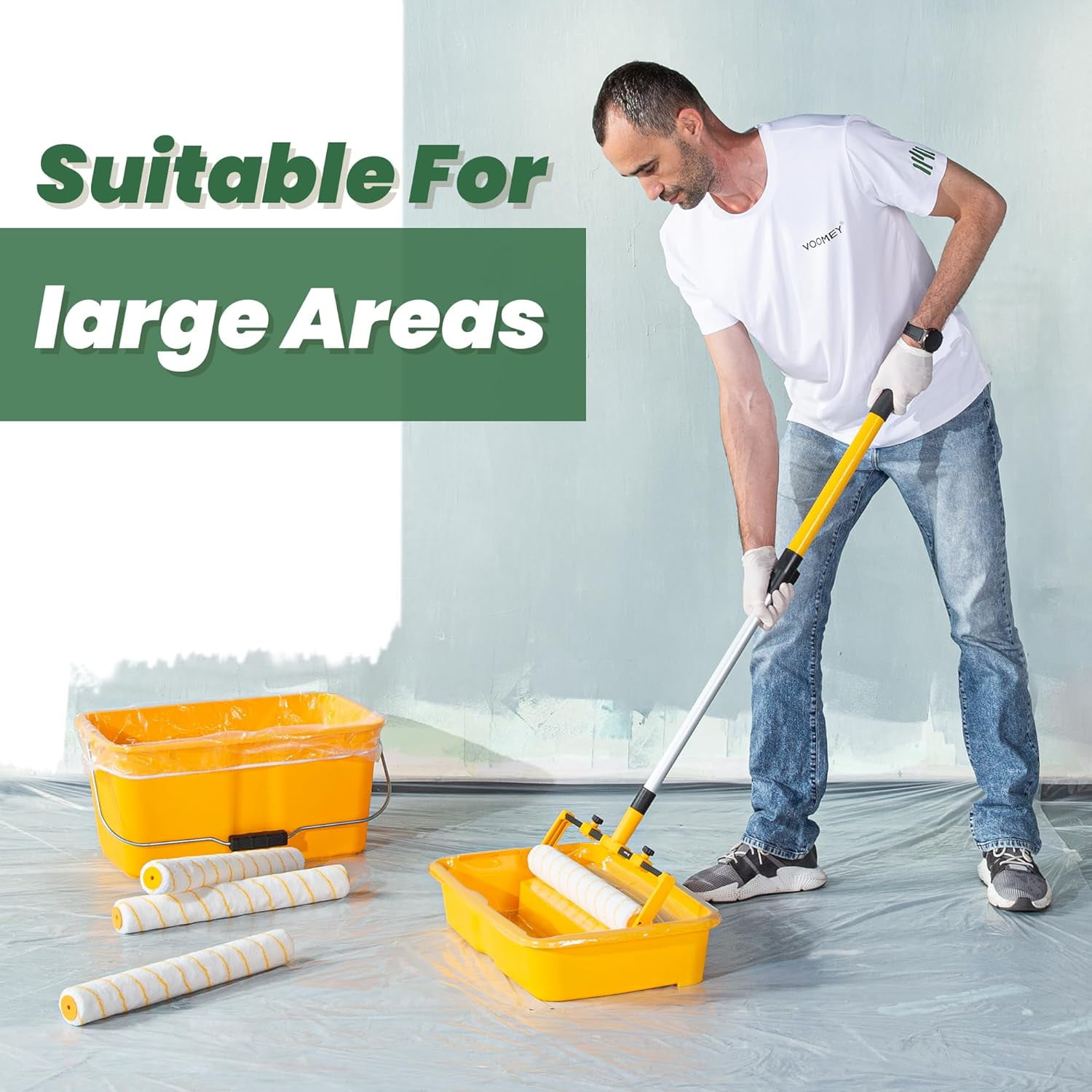 13PC 18 Inch Paint Roller Kit,18"Paint Bucket and Paint Tray,Large ...