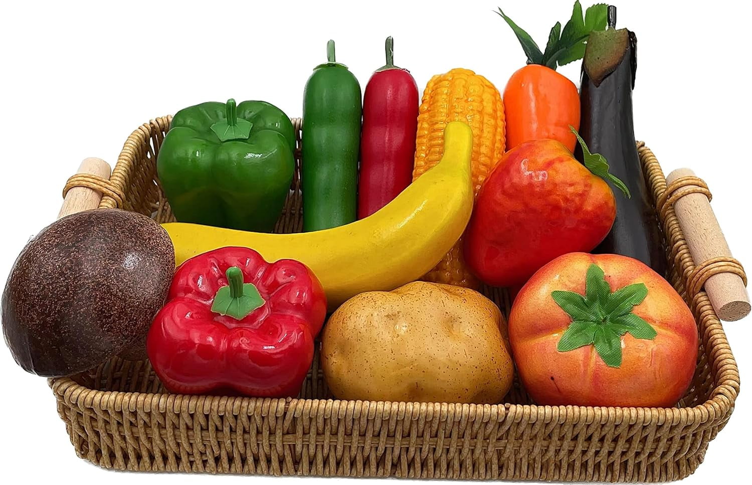 13PCS Artificial Vegetables Cucumber Tomato Pepper Corn Potato Bamboo ...