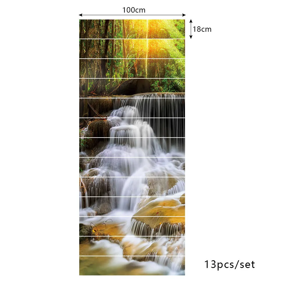 13PCS Beautiful Natural Landscape Staircase Sticker 3D Removable Vinyl ...