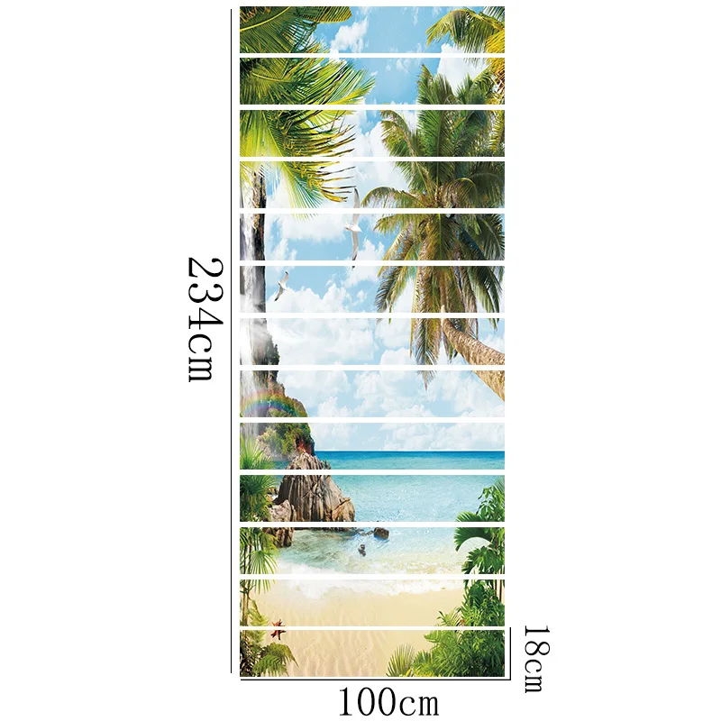 13PCS Beautiful Natural Landscape Staircase Sticker 3D Removable Vinyl ...