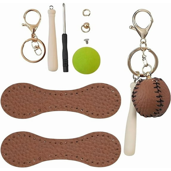 13PCS Cowhide Baseball Keychain Making Kit Handmade Genuine Leather ...