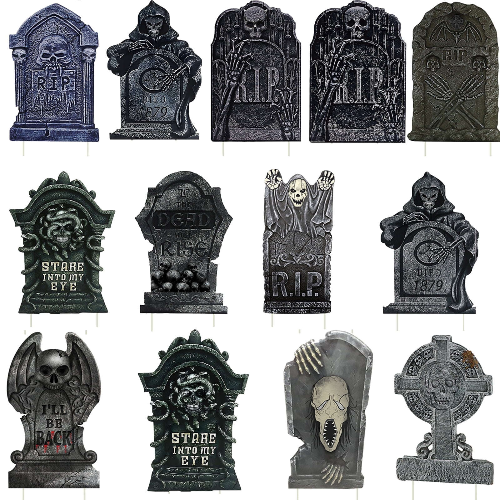 13PCS Halloween Tombstone Gravestone Yard Signs with Stakes for ...