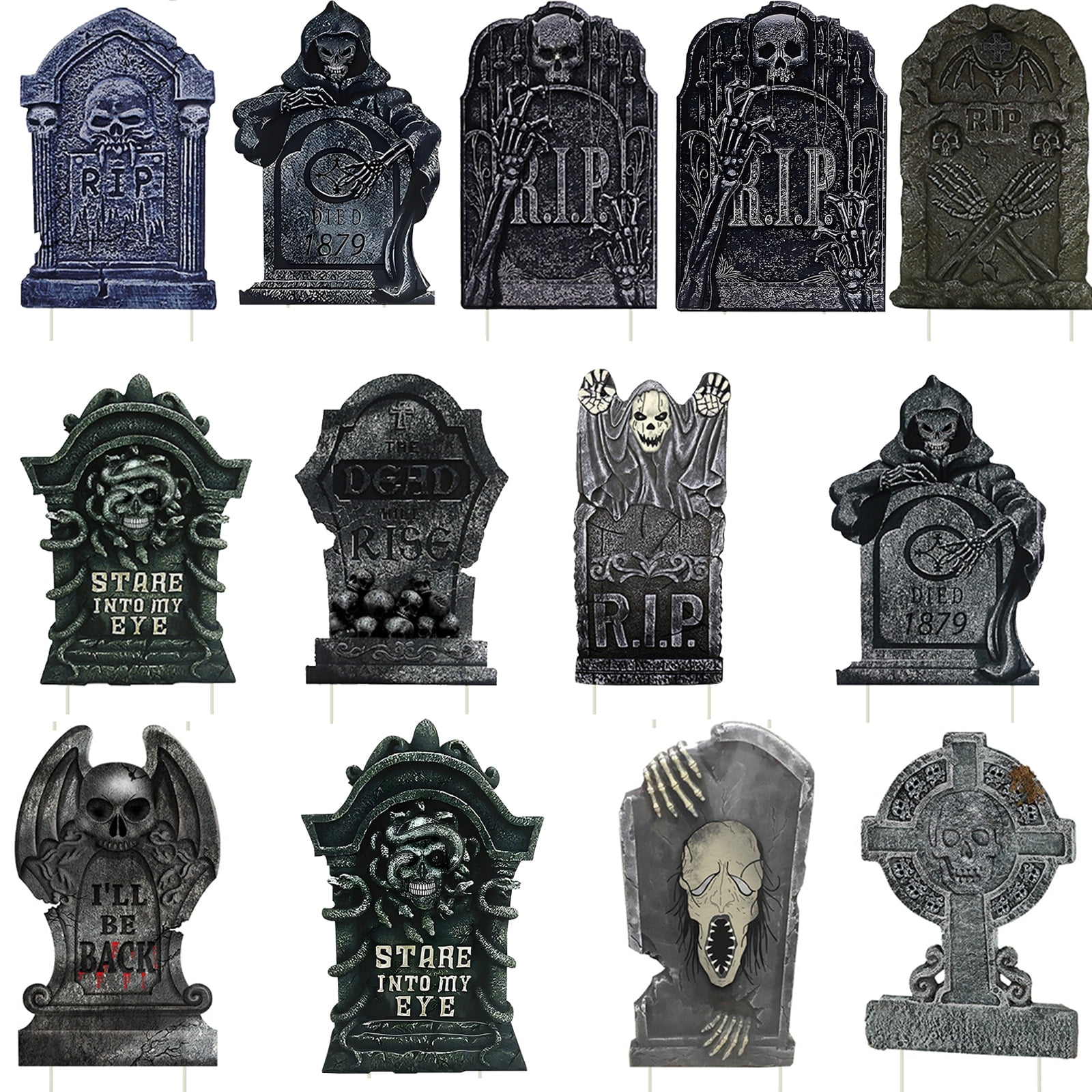 13PCS Halloween Tombstone Gravestone Yard Signs with Stakes for ...