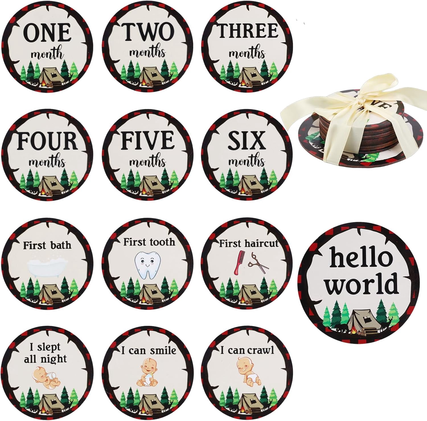 13PCS Lumberjack Wooden Monthly Photo Cards, Lumberjack Newborn Gift ...
