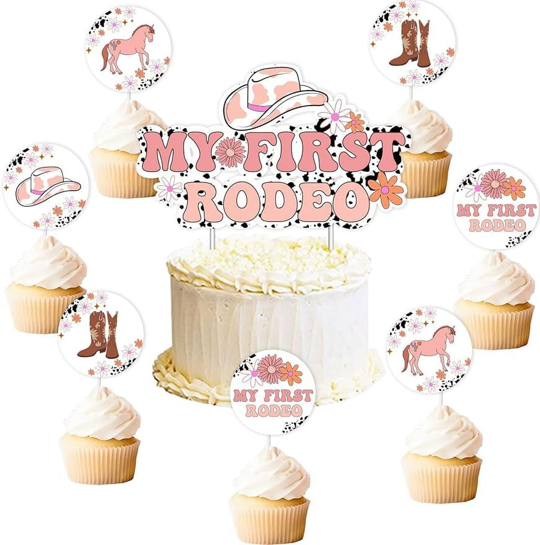13PCS My First Rodeo Cake Topper, Groovy Daisy Cake Topper, Pink ...