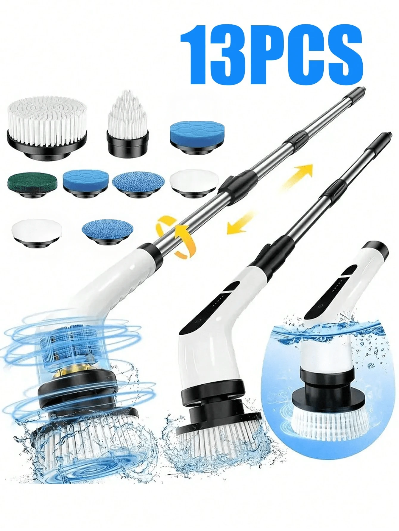 13PCS Power Cleaning Brush Set 9-In-1, Adjustable And Removable Handle ...