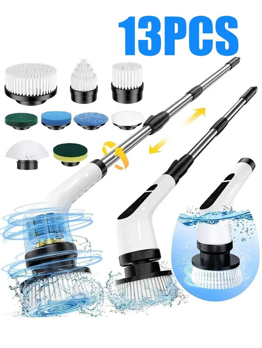 13PCS Power Cleaning Brush Set 9-In-1, Adjustable And Removable Handle ...