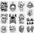 13PCS Skull Pattern Drawing Stencils Skull Flame Scary Skeleton ...