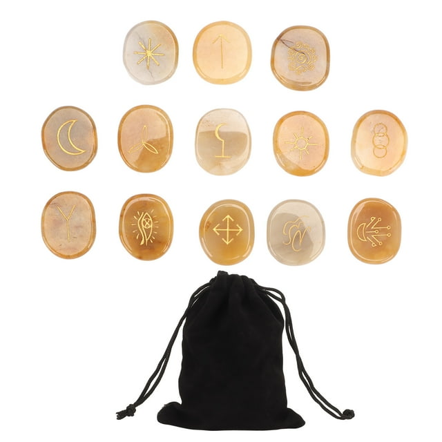13PCS Symbol Rune Stones with Cloth Bag Engraving Rune Stone for ...