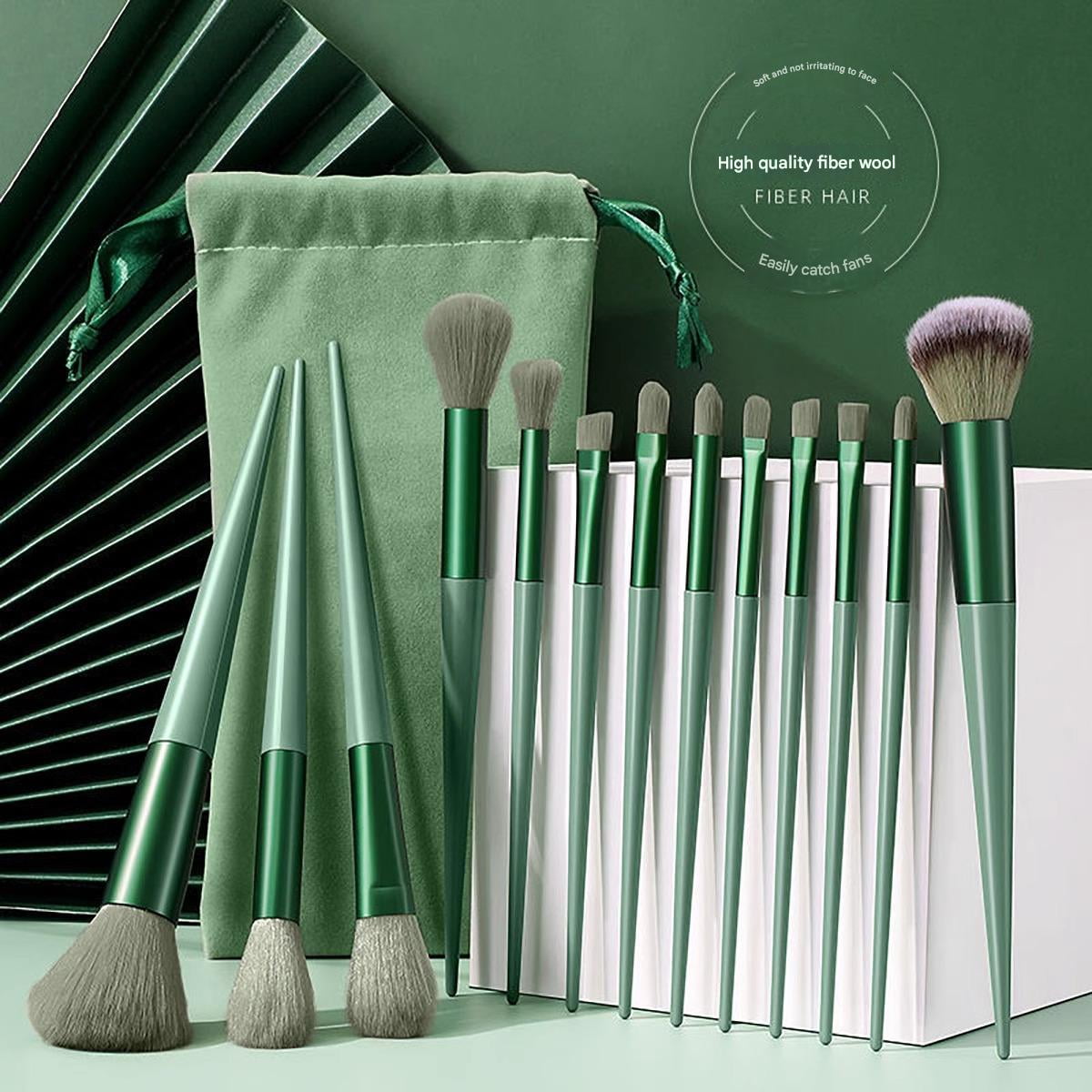 13PCS Teal Makeup Brush Set Full Kit with Soft Bristles for Eyeshadow ...