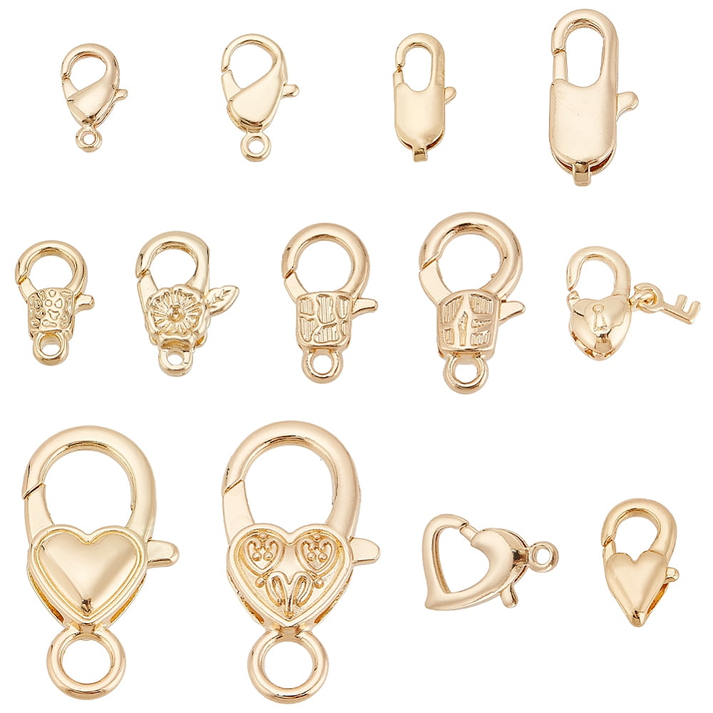 13Pcs 13 Styles Rack Plating Brass Lobster Claw Clasps Golden Mixed ...