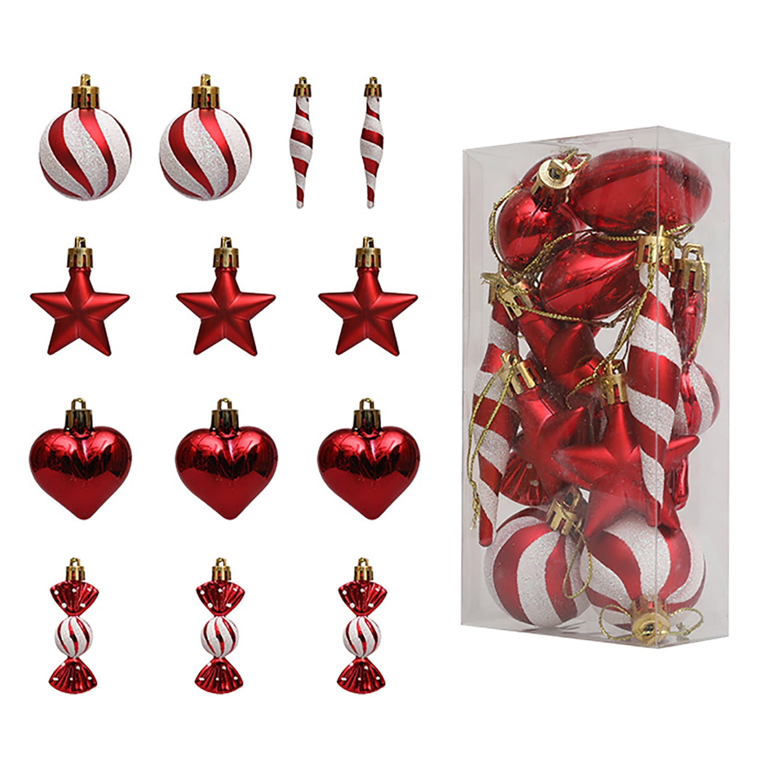 13Pcs Christmas Balls Ornaments Decorative Shatterproof Hanging Baubles ...