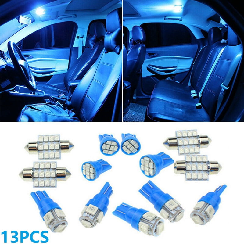 13Pcs Combo LED Lights Interior Package Kit Ice Blue T10 Dome Map ...