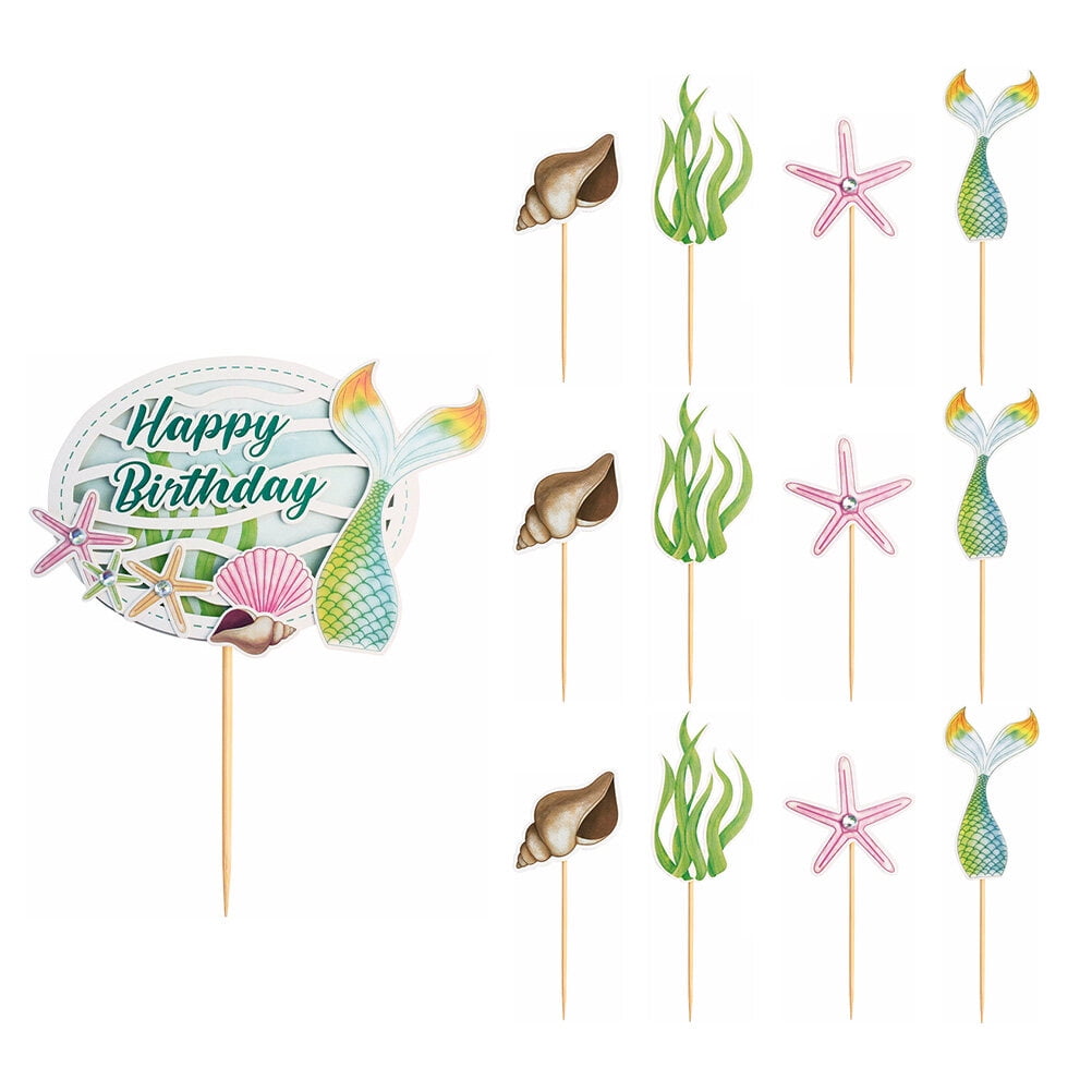 Creative Seashell Mermaid Shape Cake Topper Picks for Decoration ...