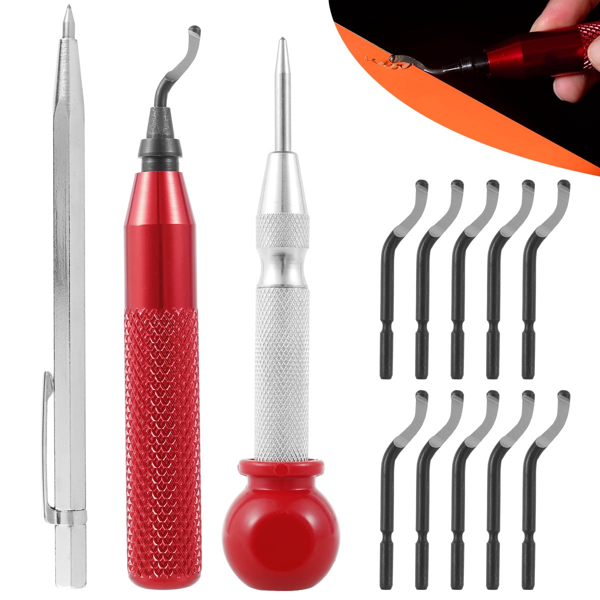 13Pcs Deburring Tool Kit Hand-held Sharp Deburring Cutters Precision Edge Burr Remove Tool with ...