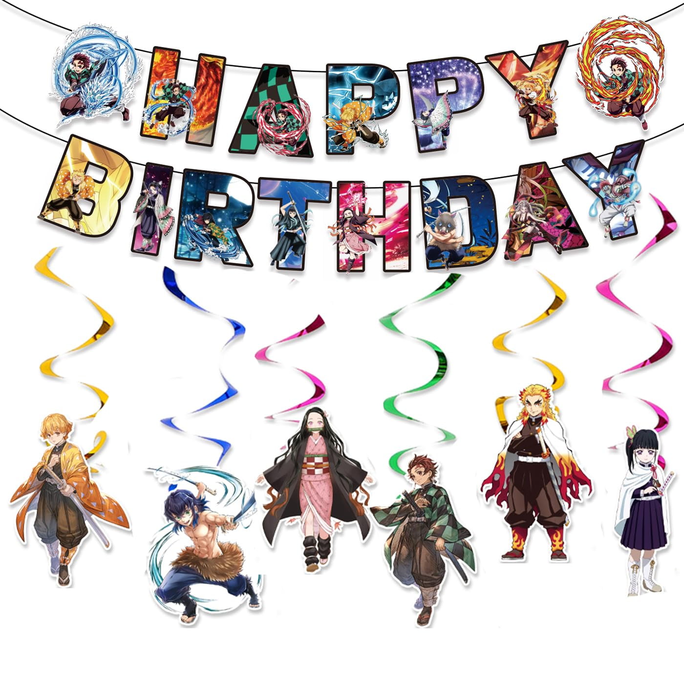13Pcs Demon Slayers party supplies,6pcs Demon Slayer Hanging Swirls and ...