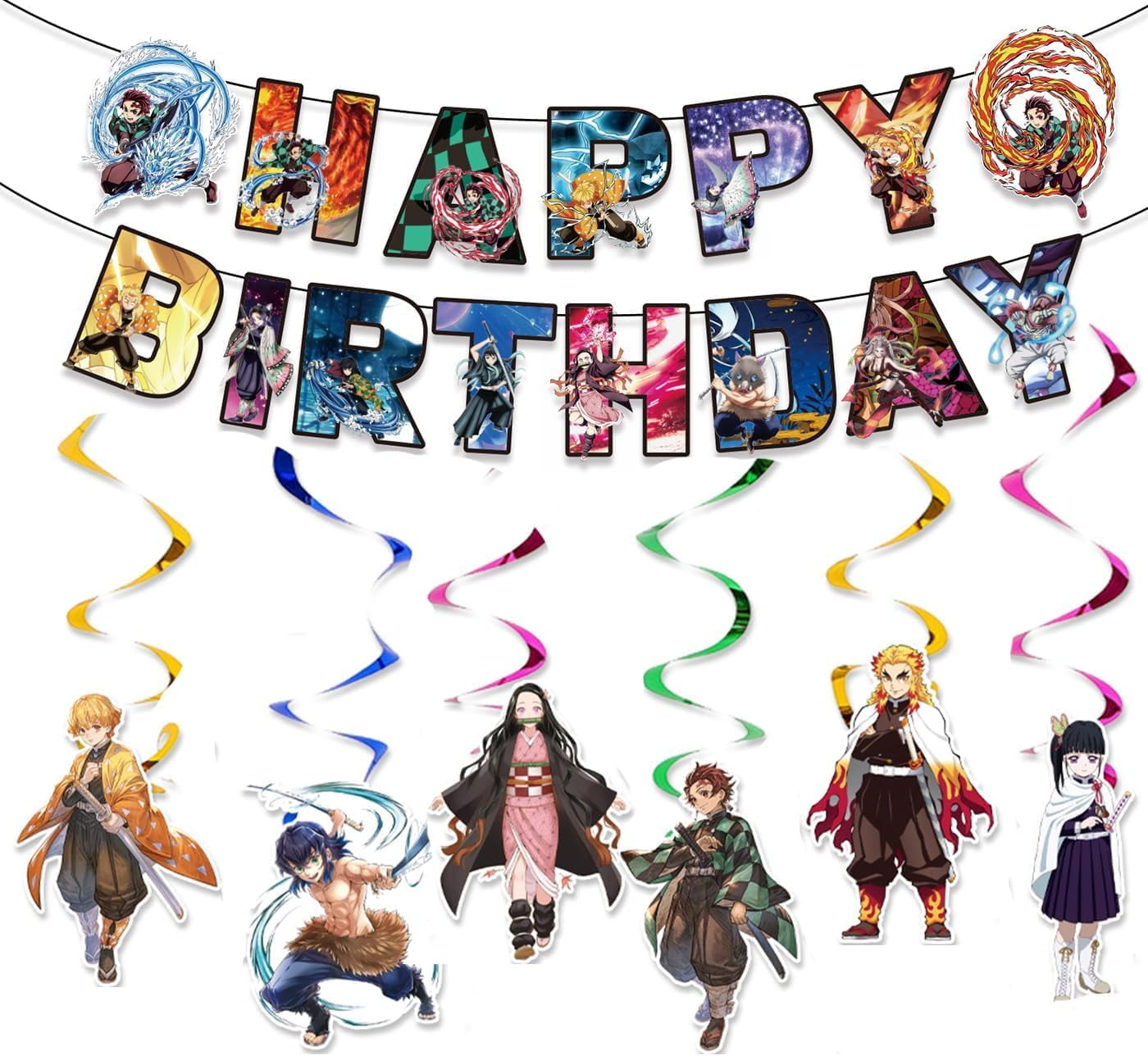 13Pcs Demon party supplies,6pcs Demon Hanging AD01 Swirls and 1 Happy ...