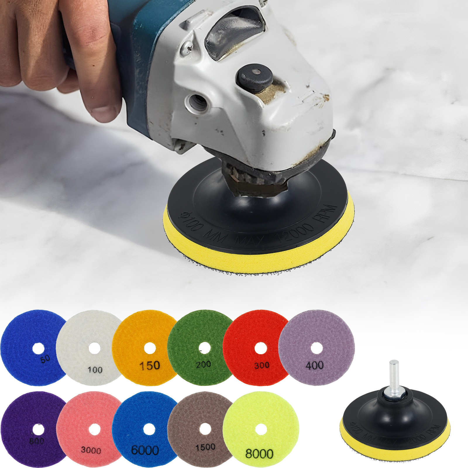 13Pcs Diamond Polishing Pads 4 inch Round Diamond Sanding Pad Reusable ...