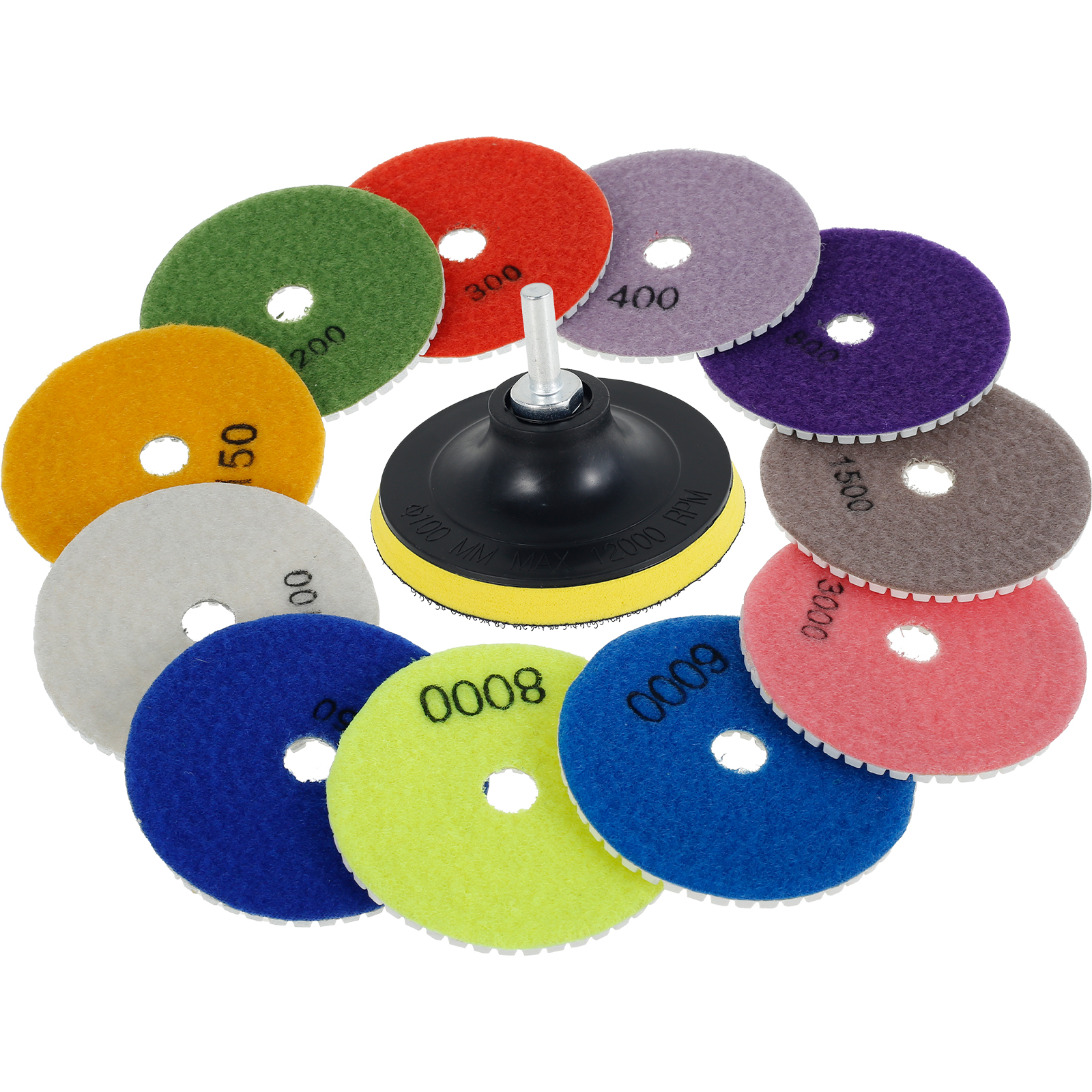 13Pcs Diamond Polishing Pads 4 inch Round Diamond Sanding Pad Reusable ...