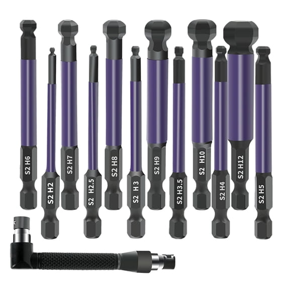 13Pcs Drill Bit Set Magnetic Drill Bit Impact Driver Hex End Ball End ...